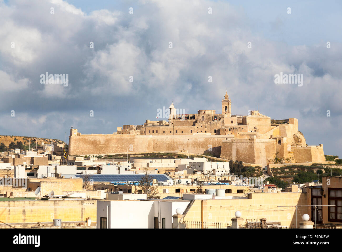 The island of Gozo in the Maltese archipelago. The medieval citadel of ...