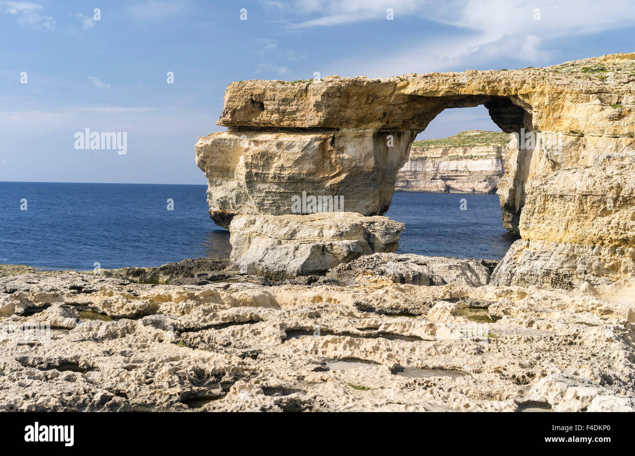 The island of Gozo in the Maltese archipelago. Azure Window, an iconic ...