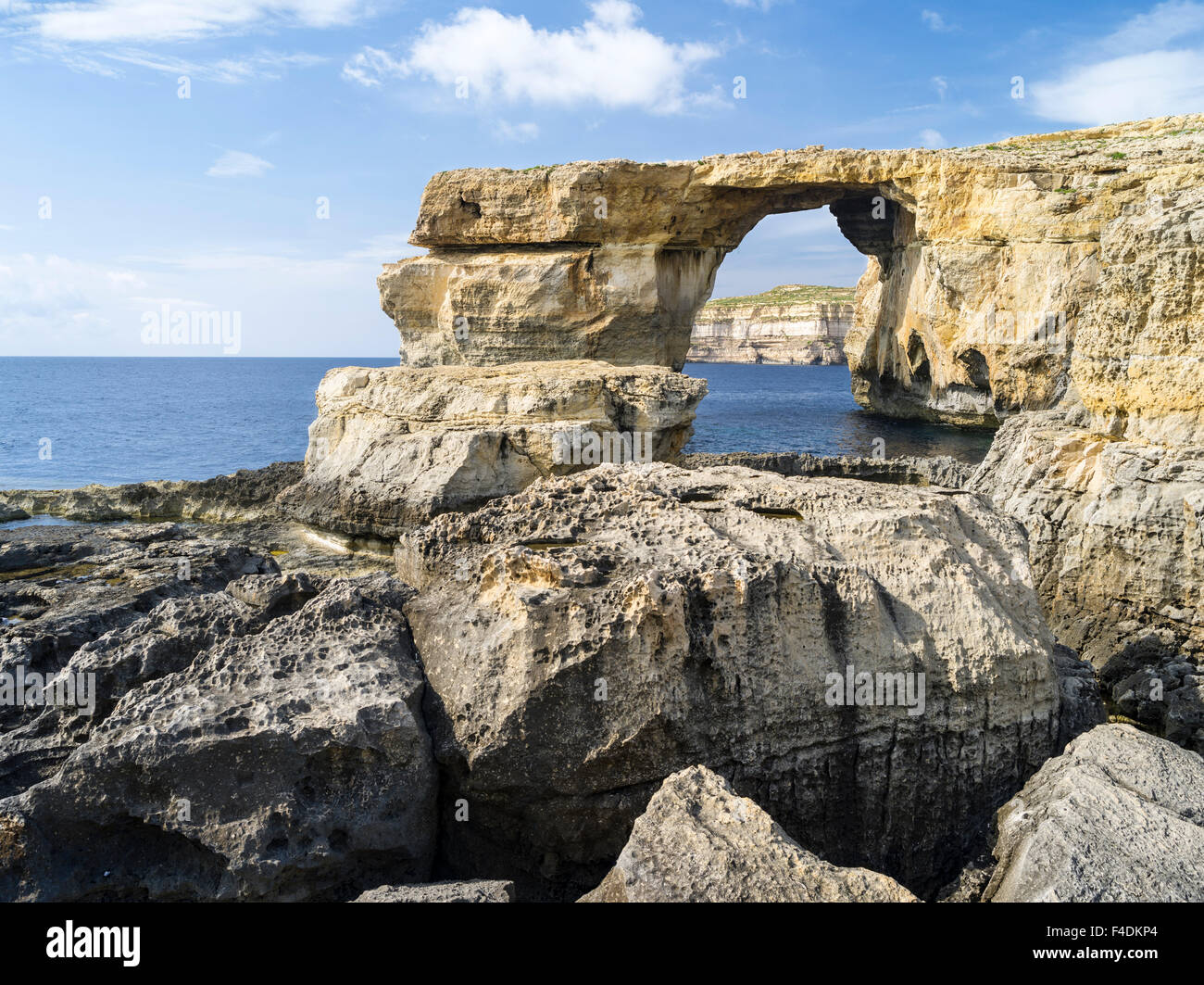 The island of Gozo in the Maltese archipelago. Azure Window, an iconic ...