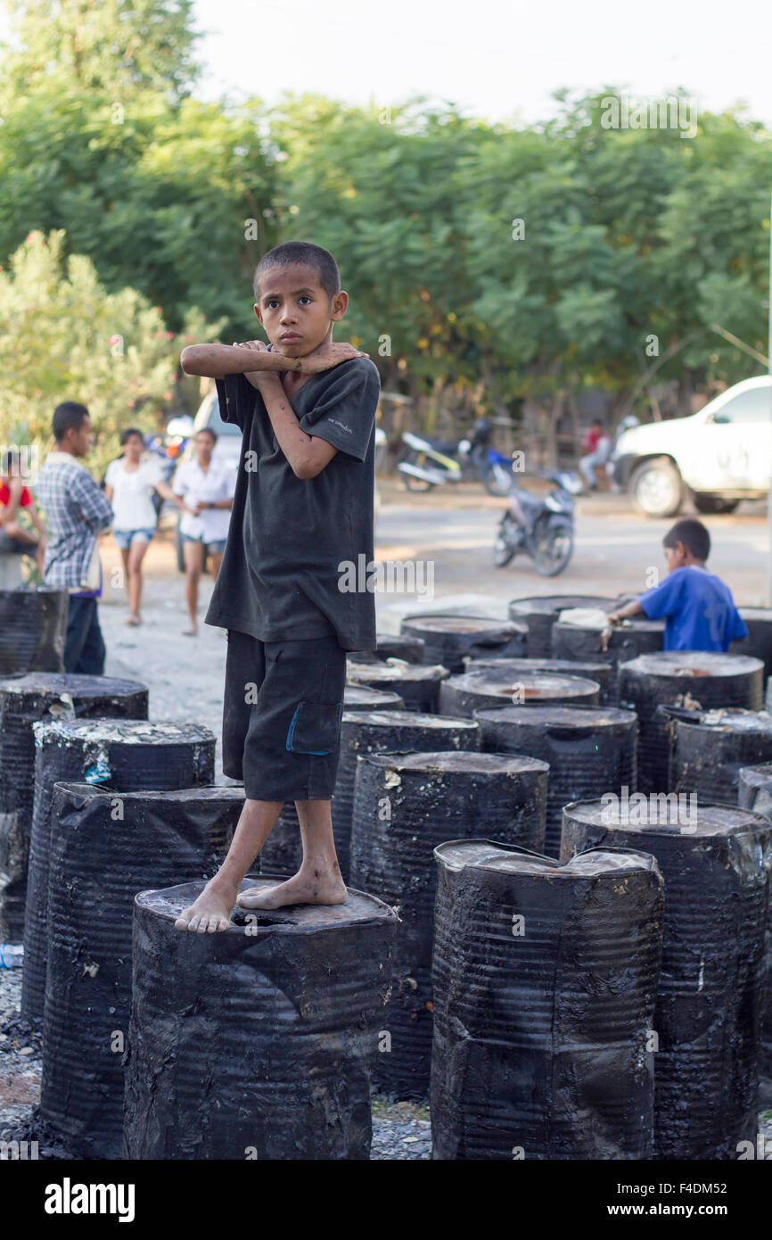 Unidentified Timorese boy watching the events of the vote counting at a ...