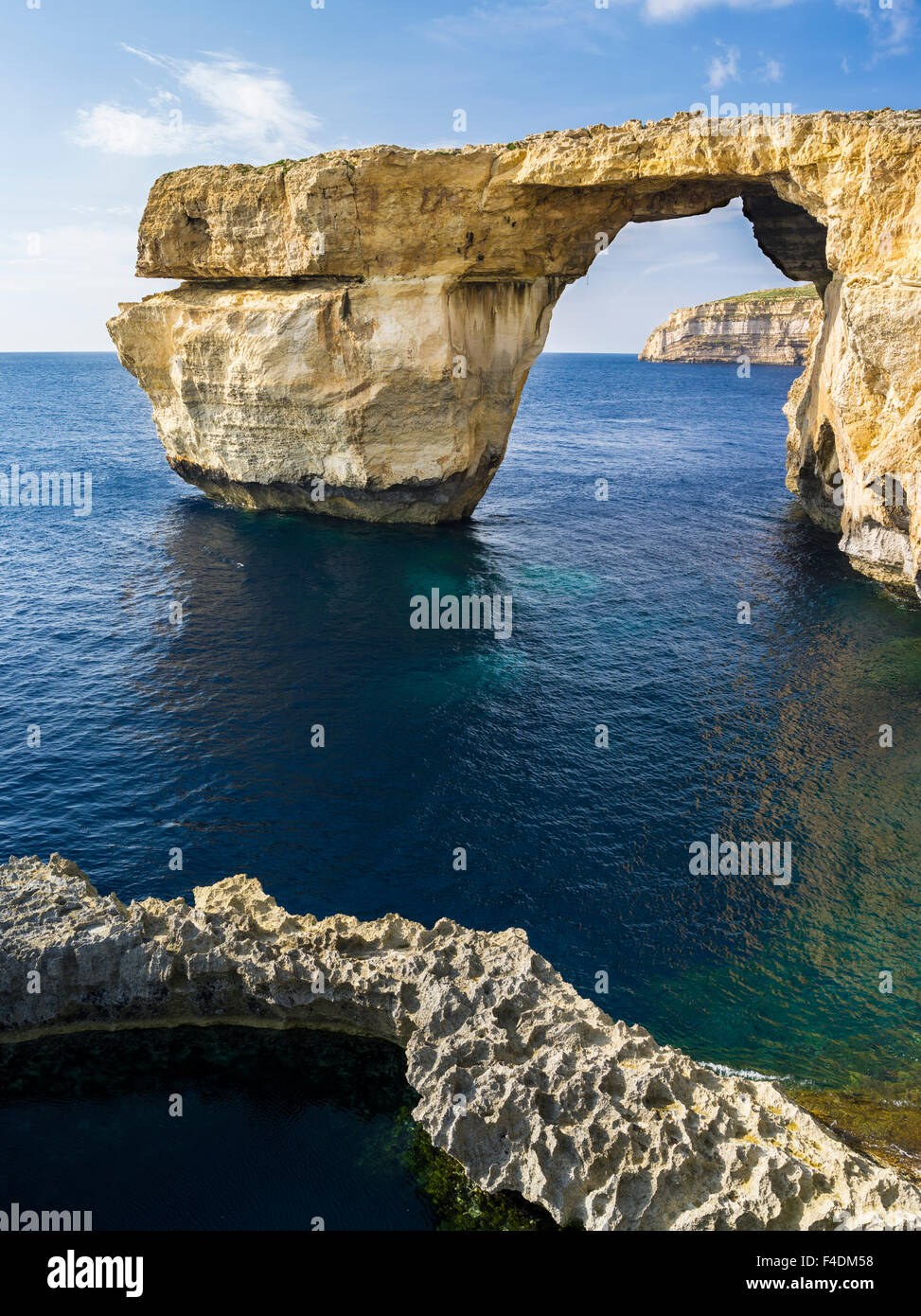 The island of Gozo in the Maltese archipelago. Azure Window, an iconic ...