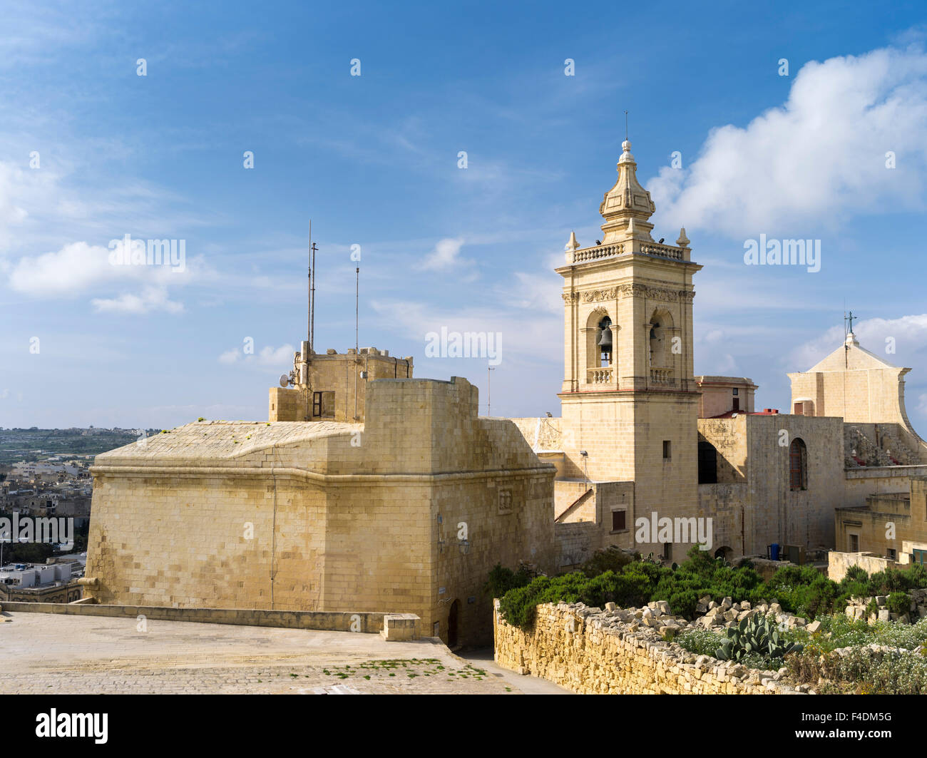 The island of Gozo in the Maltese archipelago. The medieval citadel of ...