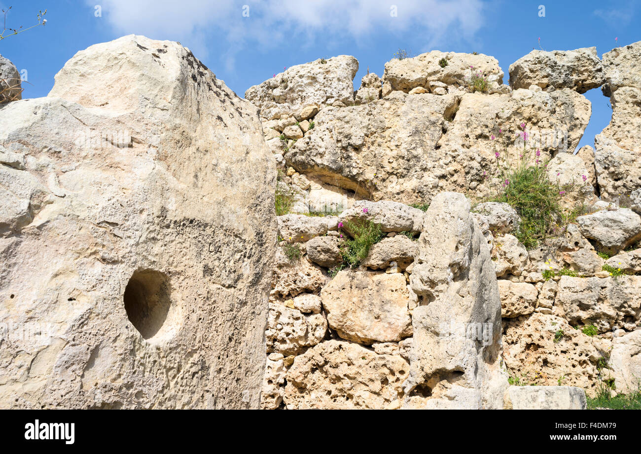 The island of Gozo in the Maltese archipelago. Ggantija temples, a ...