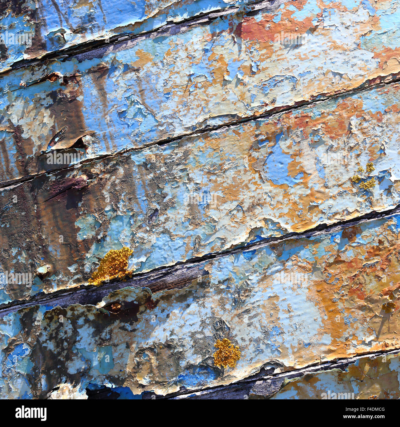 Boards of old boat with peeling paint background texture Stock Photo ...