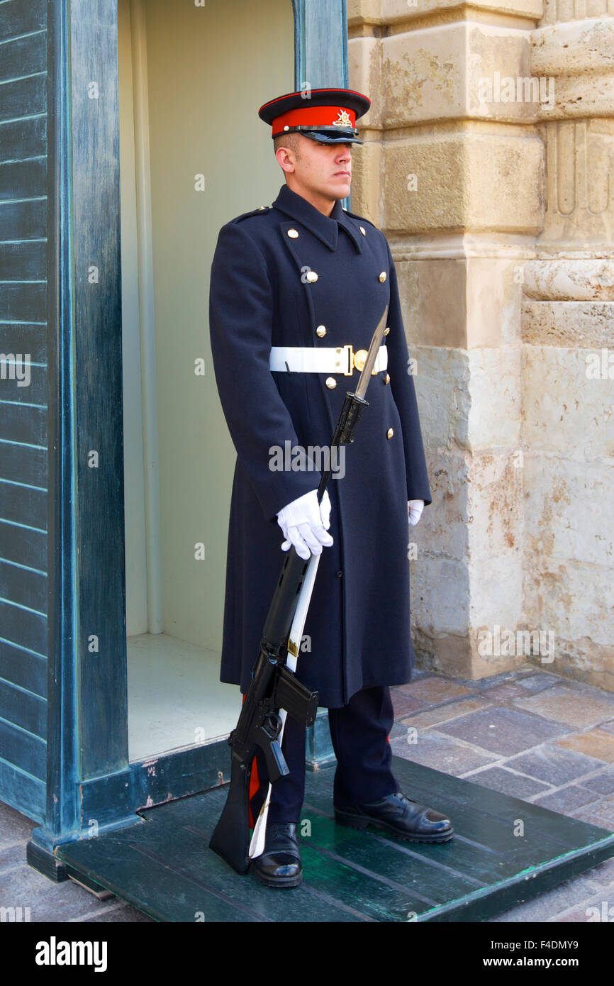 Palace guard at the Grand Master's Palace in Valletta, Malta. A UNESCO ...