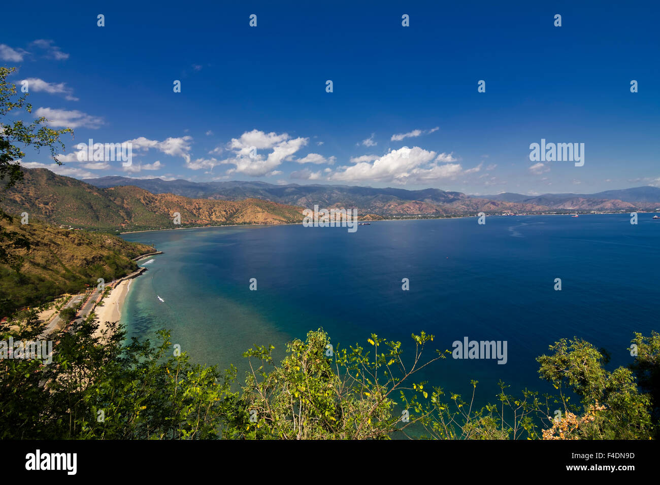 Tropical beach in East Timor as viewed from Cristo Rei Statue in Dili ...