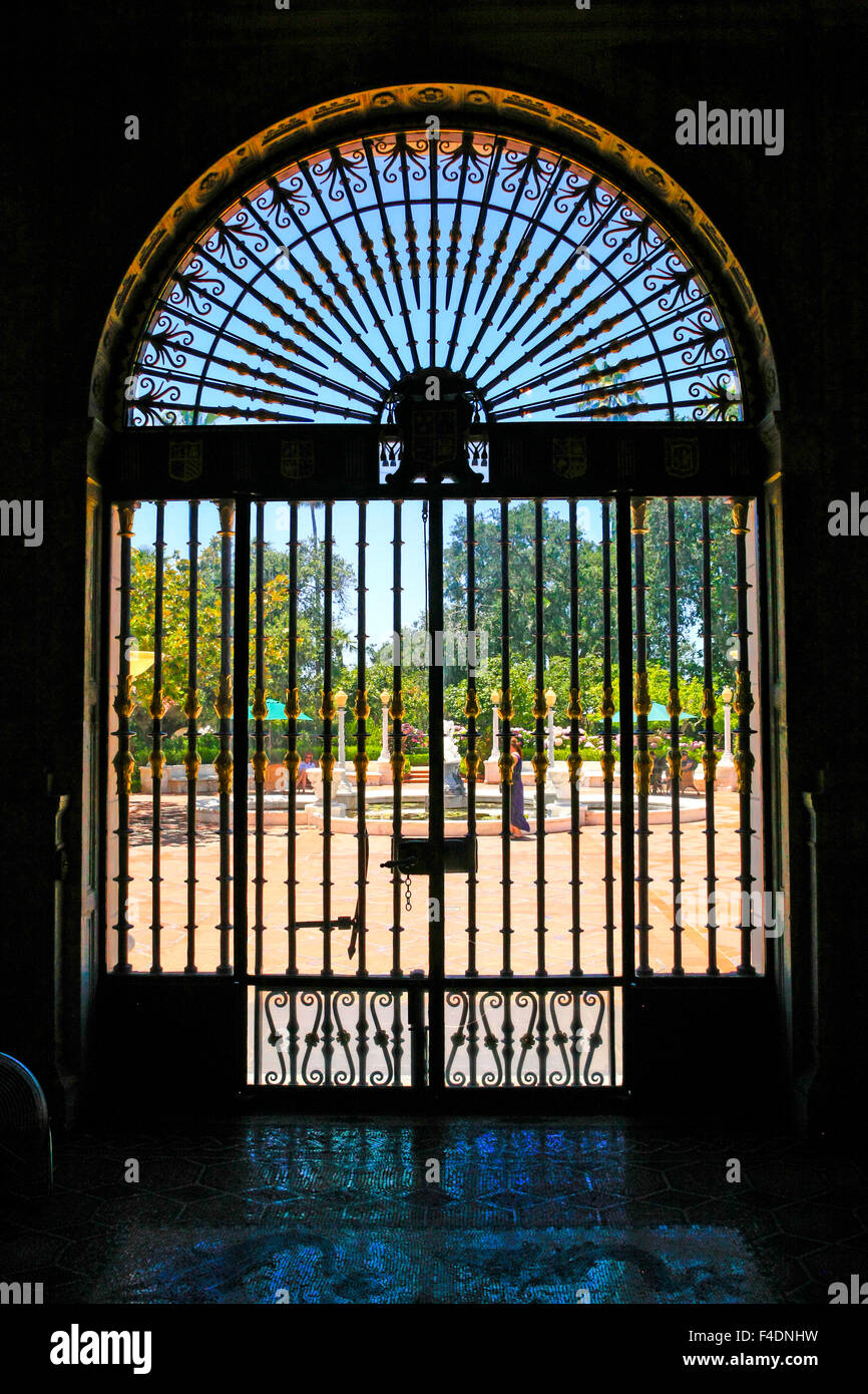 The entrance doors inside the foyer at the Hearst Castle near San ...