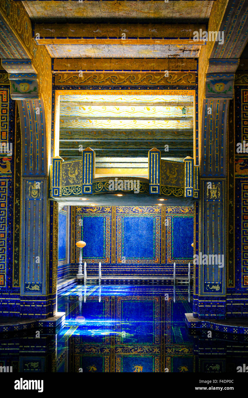 The tiled indoor Roman Pool at Hearst Castle. Styled on the Baths of ...
