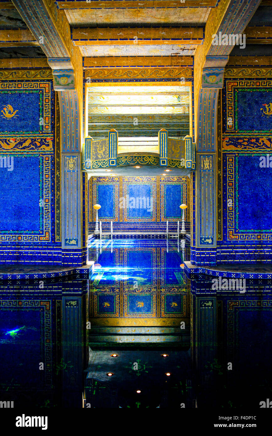 The tiled indoor Roman Pool at Hearst Castle. Styled on the Baths of ...
