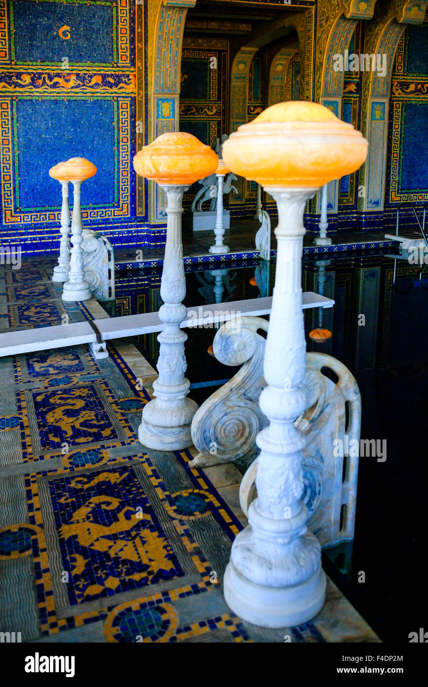 The tiled indoor Roman Pool at Hearst Castle. Styled on the Baths of ...