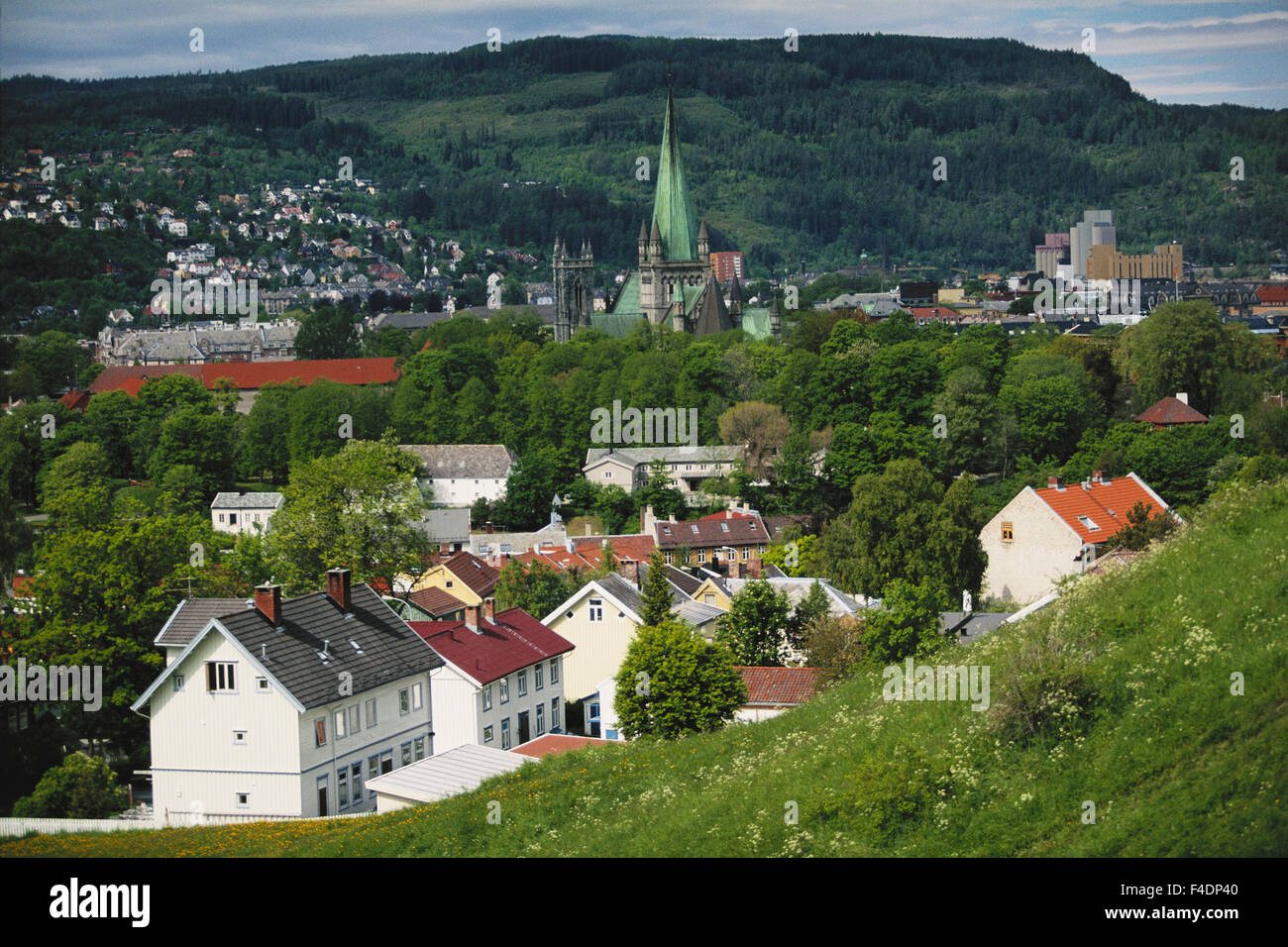 Norway, Trondheim, Festung Norwegen. Nidaros Cathedral and Kristiansten ...