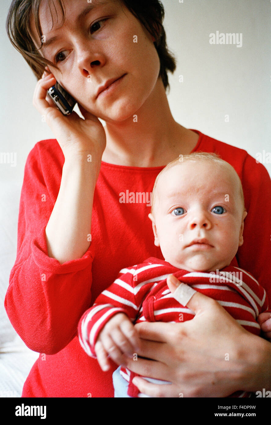 A Mother Talking on the Phone Stock Photo - Alamy