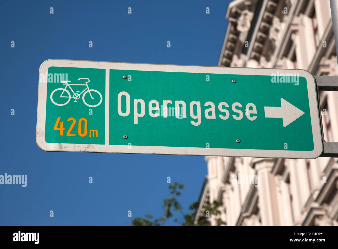 Bike Lane Sign to the Opera House, Vienna, Austria Stock Photo - Alamy