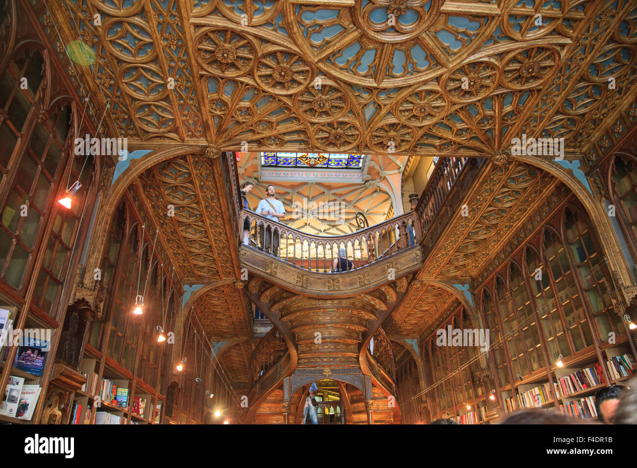 The interior of the main floor of the Lello and Irmao Bookstore in ...