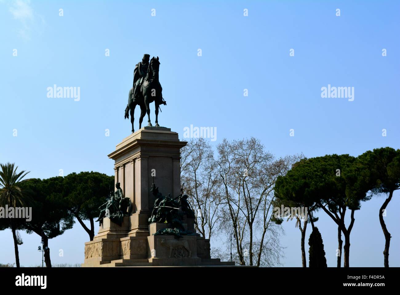 Statue of Garibaldi in Piazzale Garibaldi in Rome, Italy Stock Photo ...