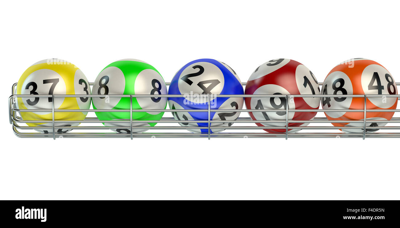 Row from lottery balls isolated on white background Stock Photo - Alamy