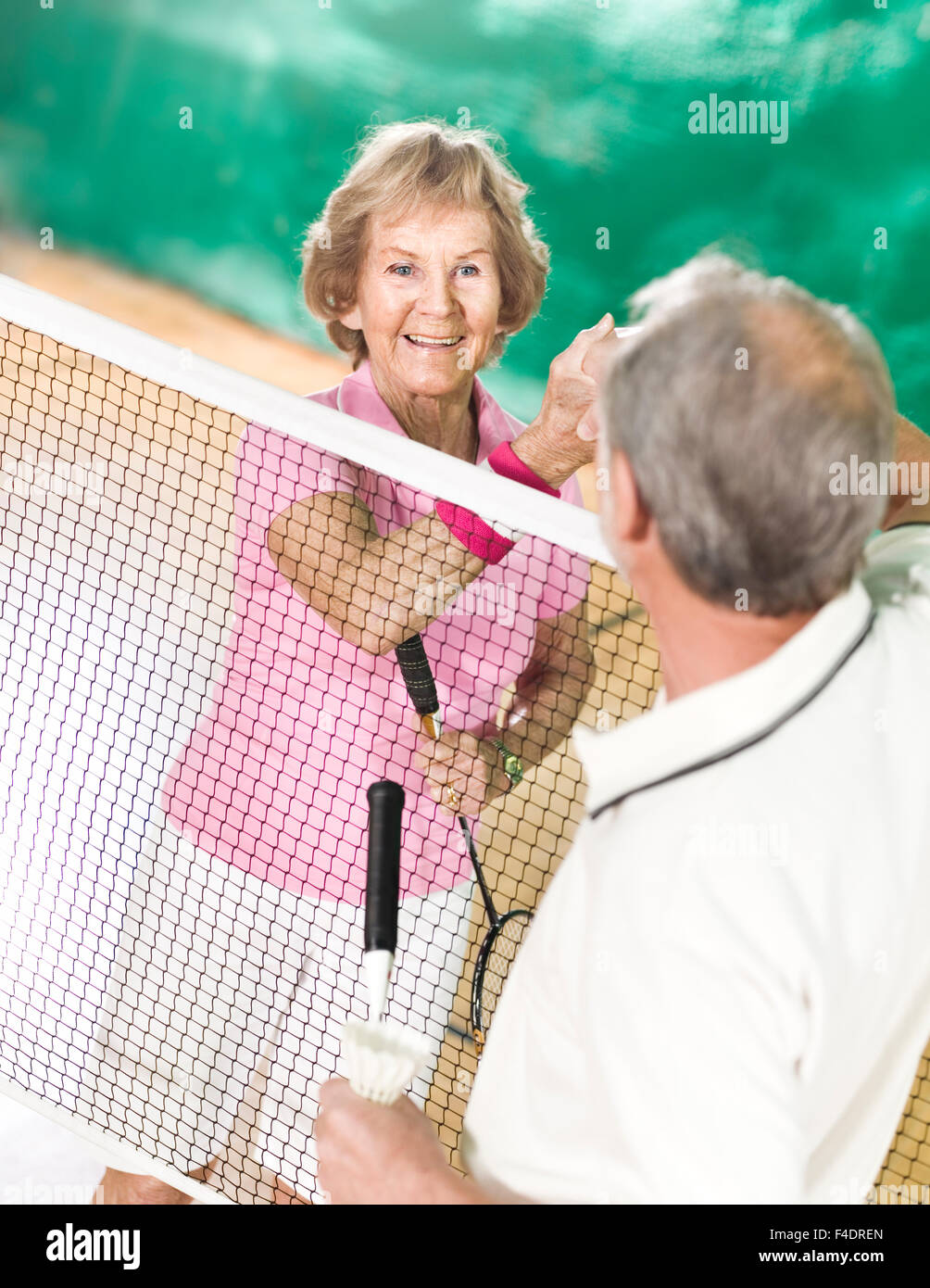 Senior playing badminton hi-res stock photography and images - Alamy