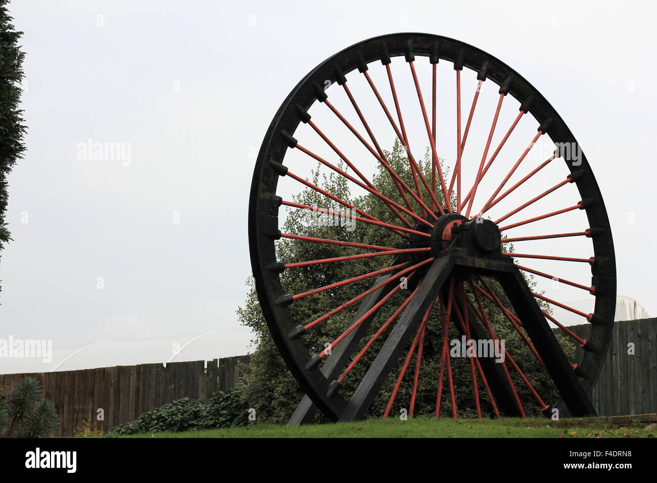 Coal wheel flywheel pit head old Stock Photo - Alamy