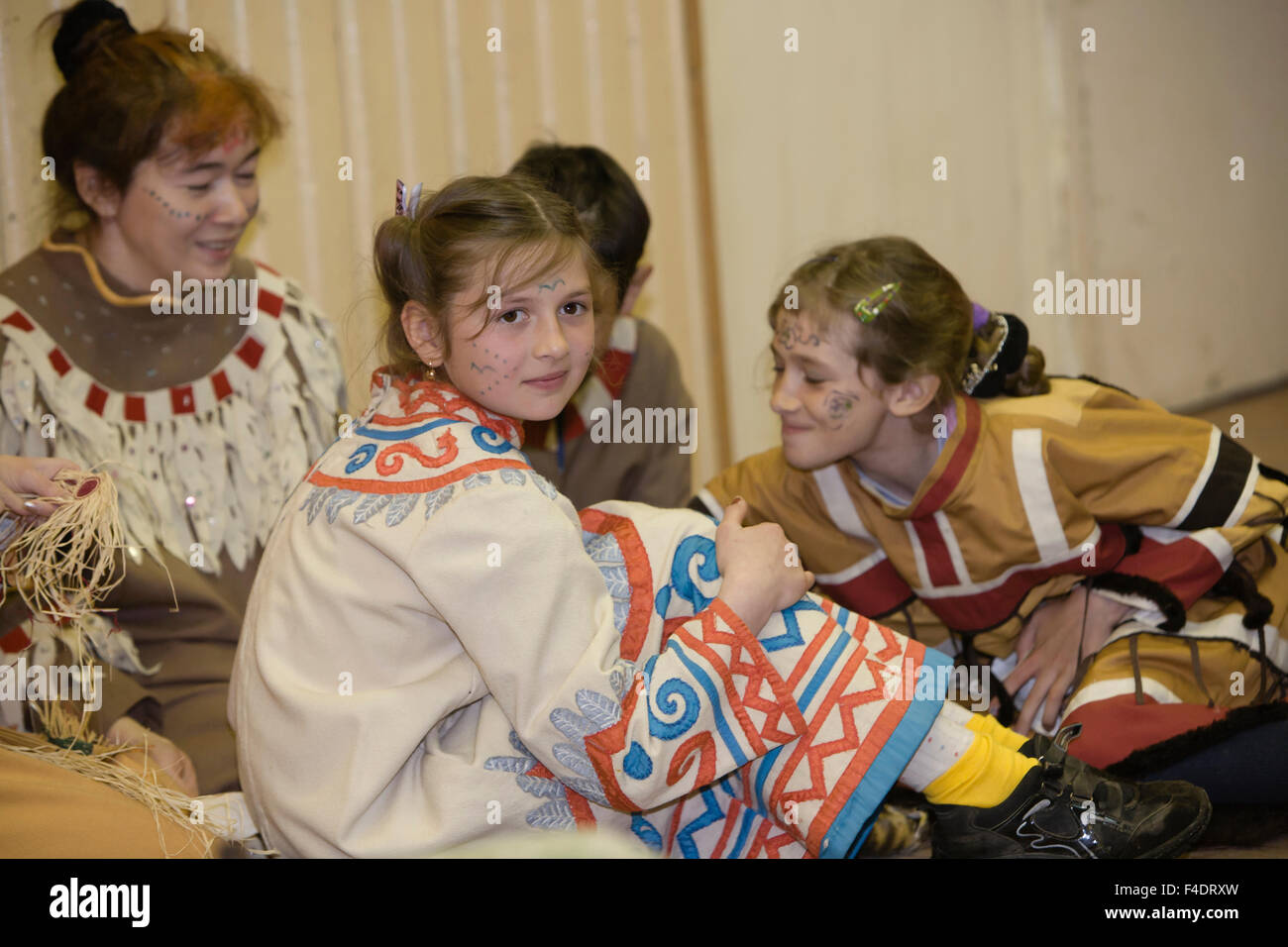 Russia, Commander Islands, Bering Island, Nikolskoye Village, Woman and ...