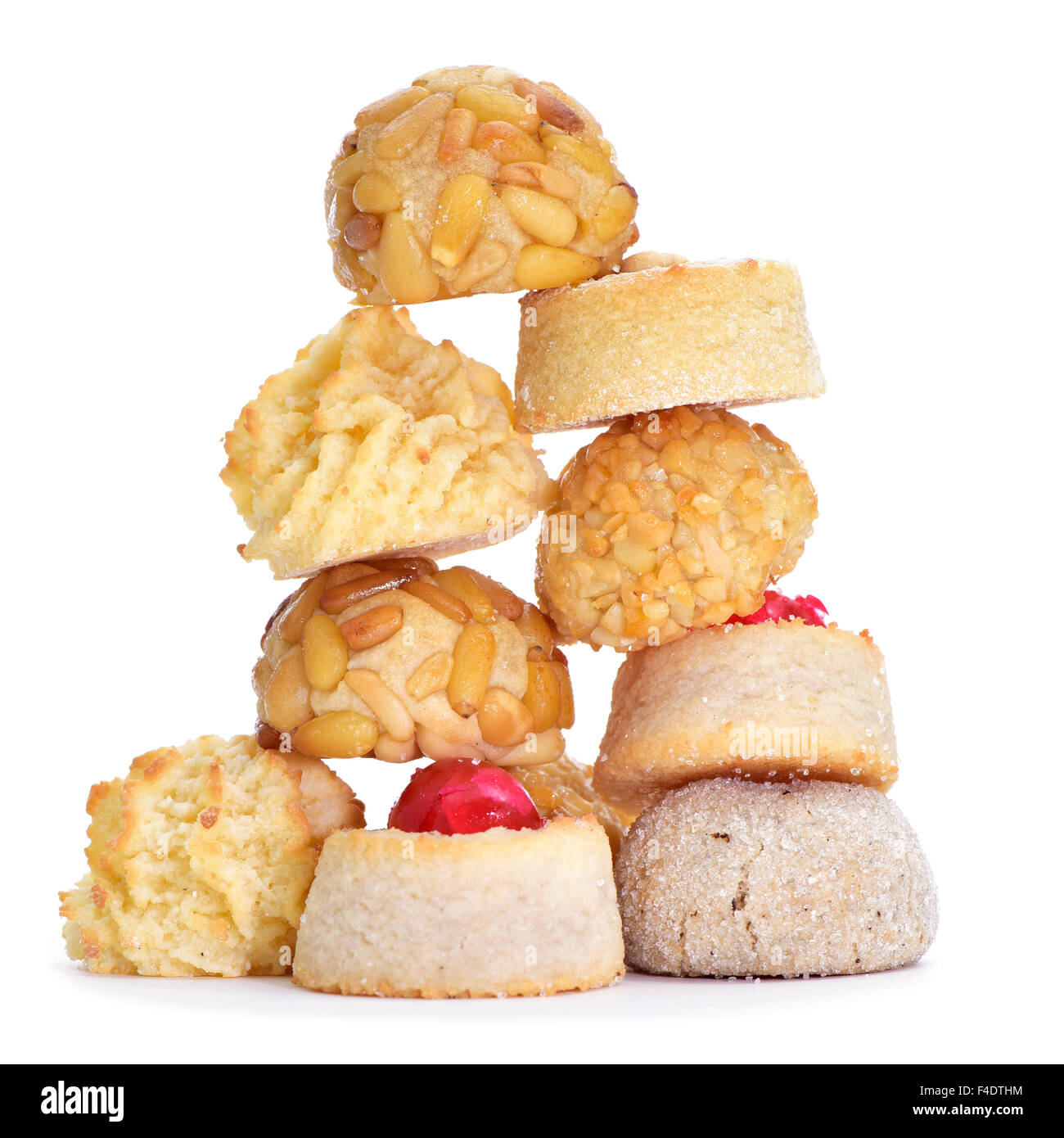 a pile of different panellets, typical pastries of Catalonia, Spain ...