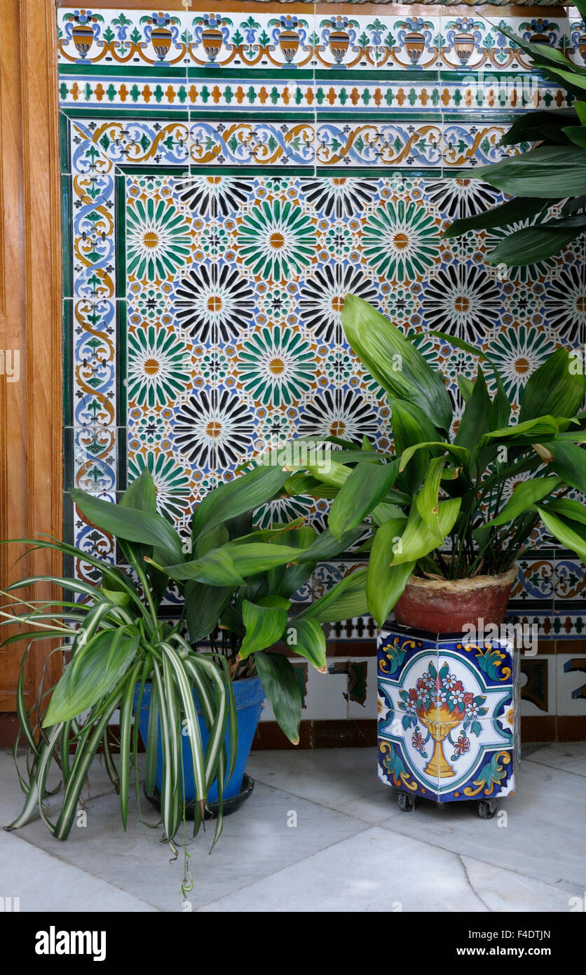 Europe, Spain, Andalusia, Malaga Province, Ronda. Ceramic tile wall and ...