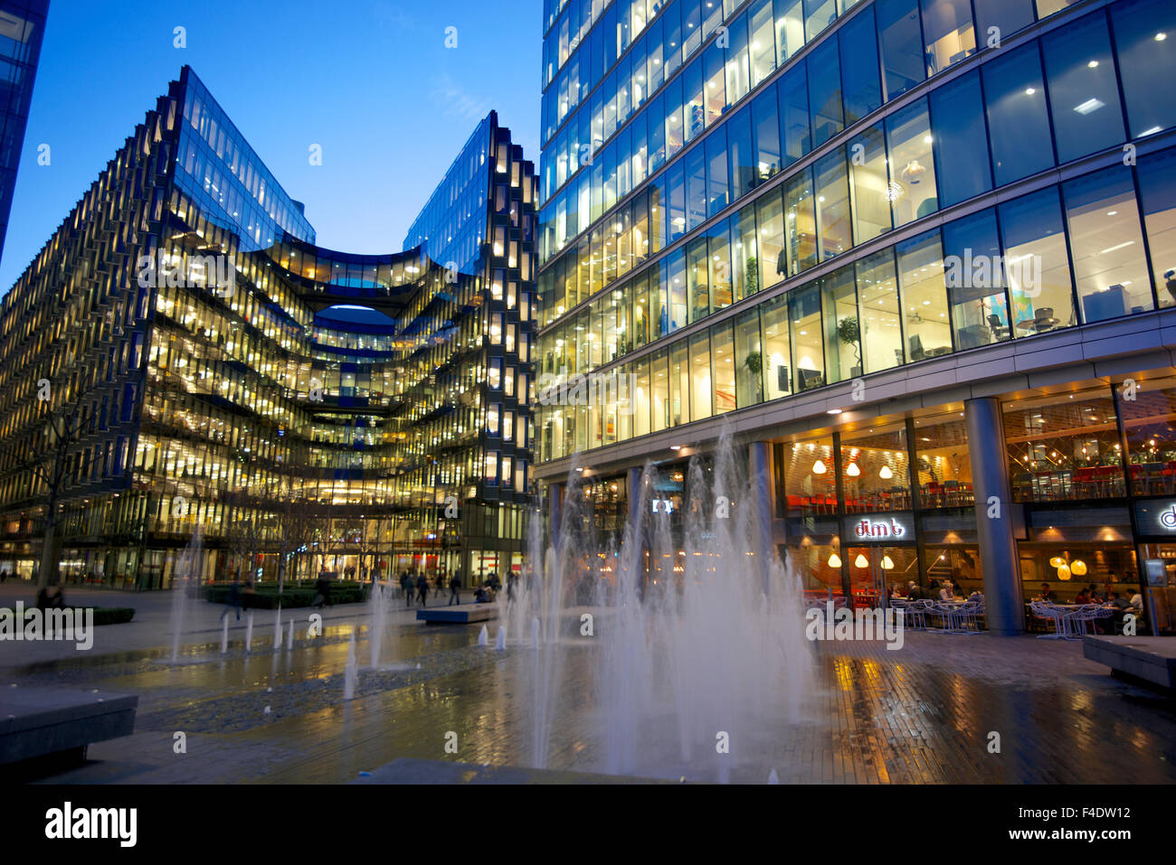 An office building and fountain on the Embankment along the Thames in ...