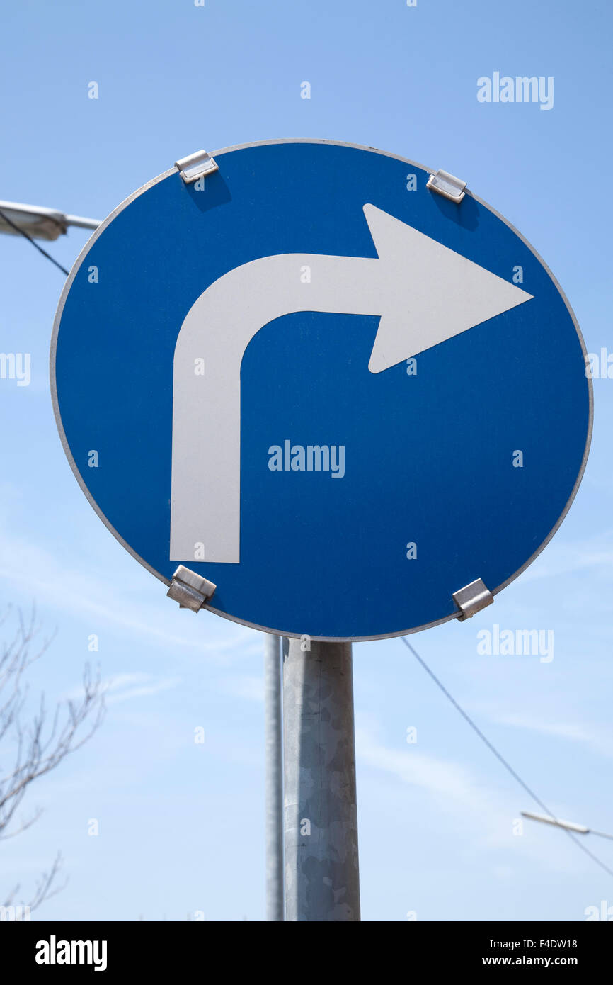 One Way Blue and White Traffic Sign Stock Photo - Alamy