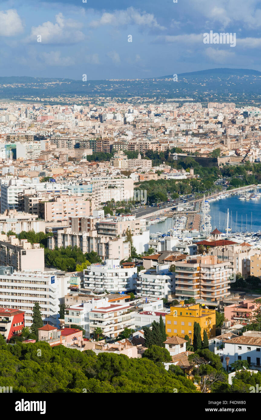 Palma de Majorca harbor bay from Bellver Castle, Palma de Mallorca ...