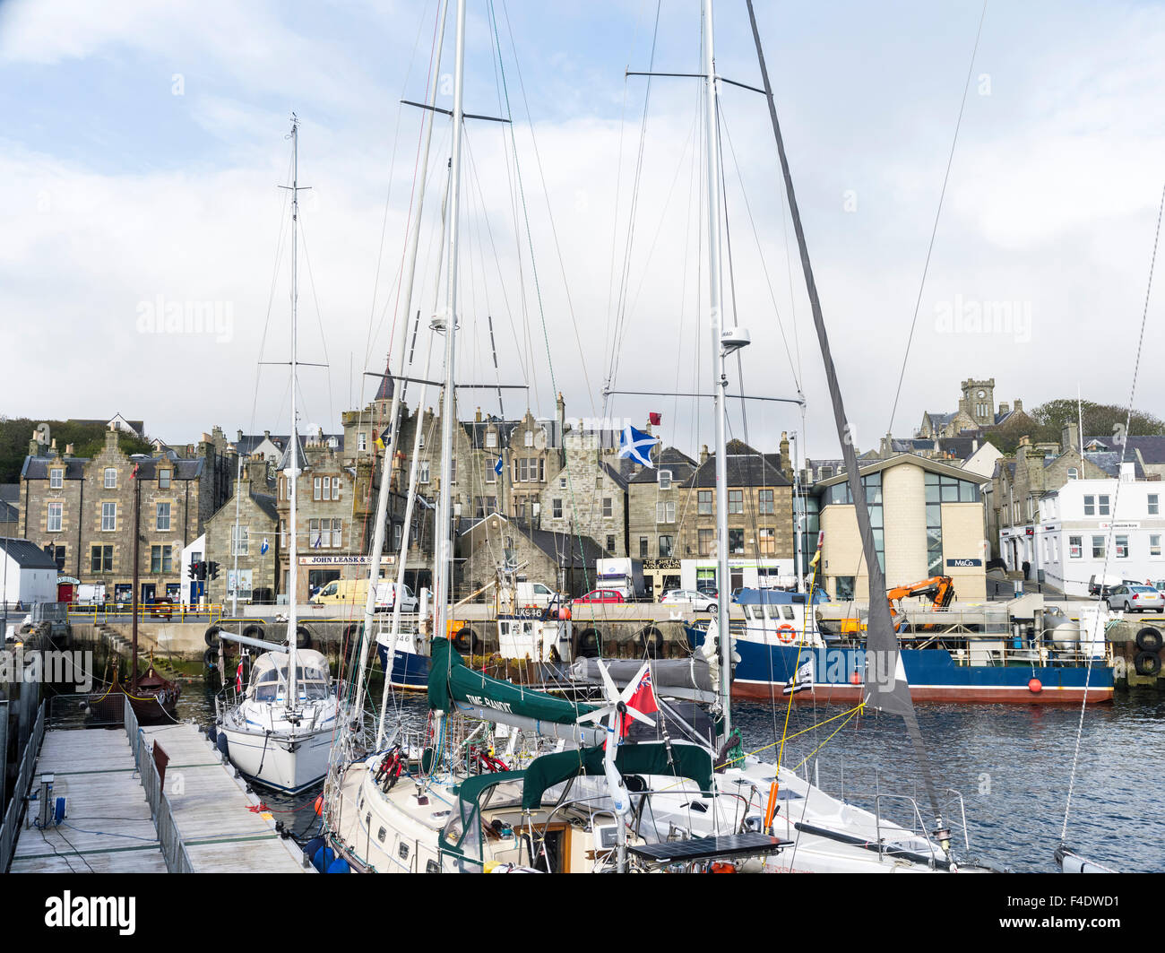 Lerwick, capital of the Shetland Islands in Scotland. Town center and ...