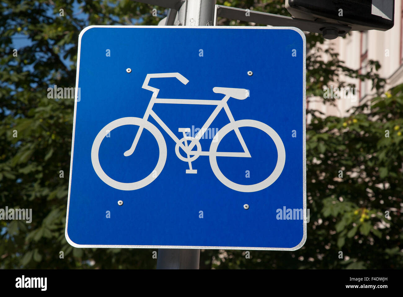 Bike Sign in an Urban Setting Stock Photo - Alamy