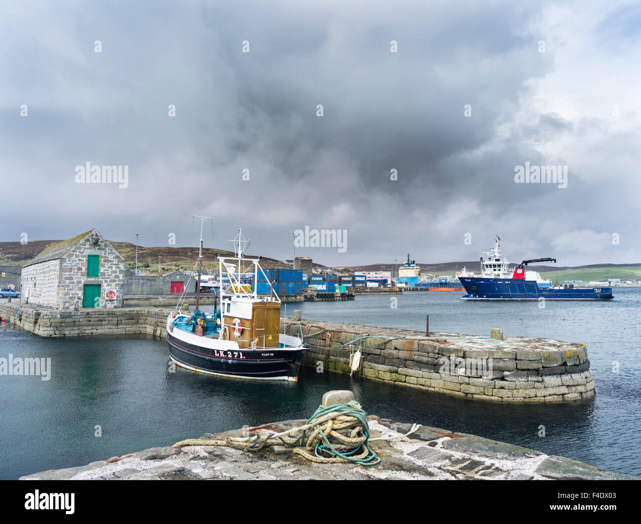 Lerwick, capital of the Shetland Islands in Scotland. Hays dock and ...