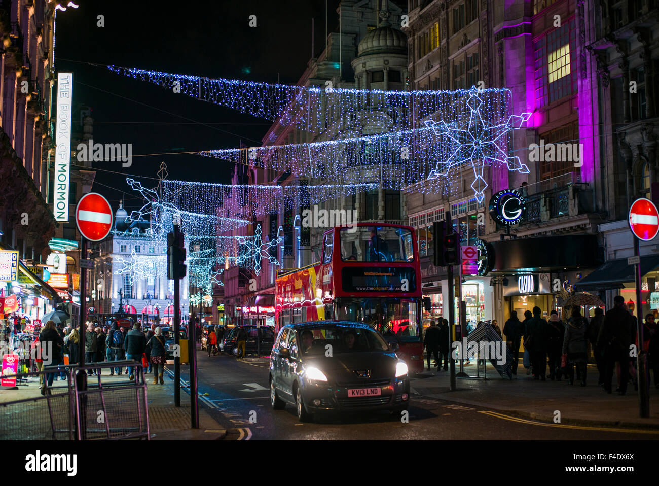 England, London, Soho, traffic on Coventry Street, evening Stock Photo ...