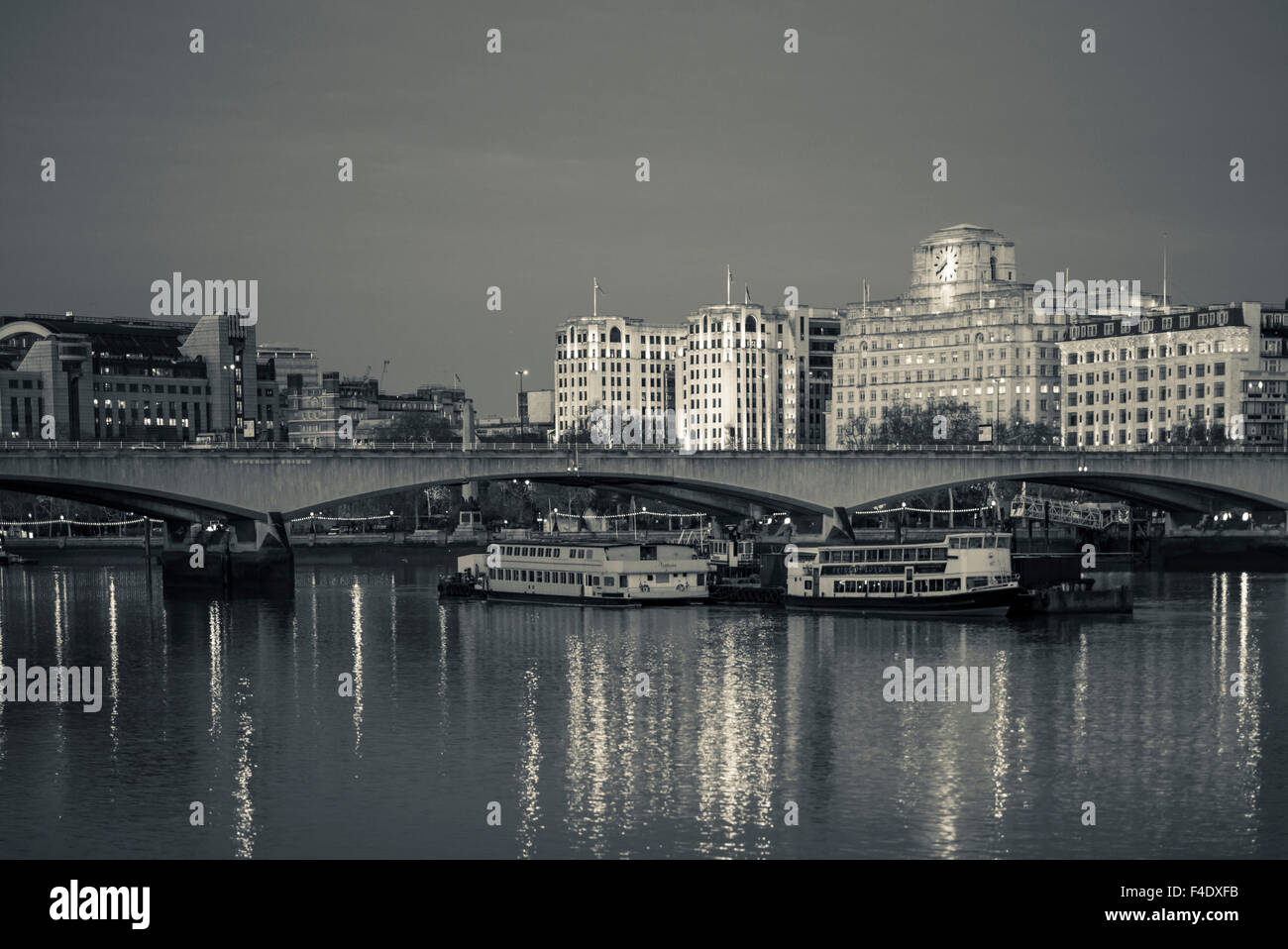 England, London, Victoria Embankment, buildings by Waterloo Bridge and ...