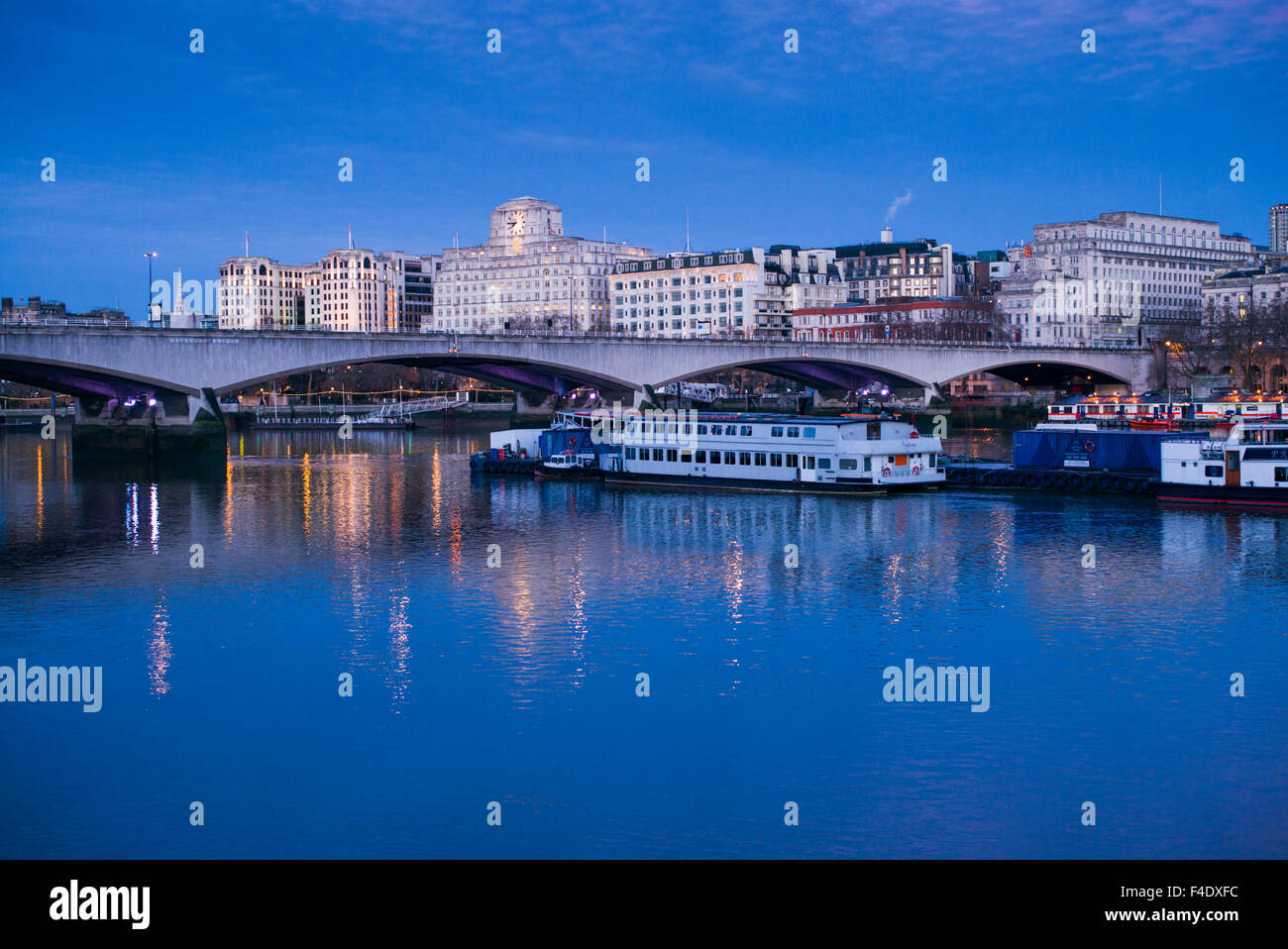 England, London, Victoria Embankment, buildings by Waterloo Bridge and ...