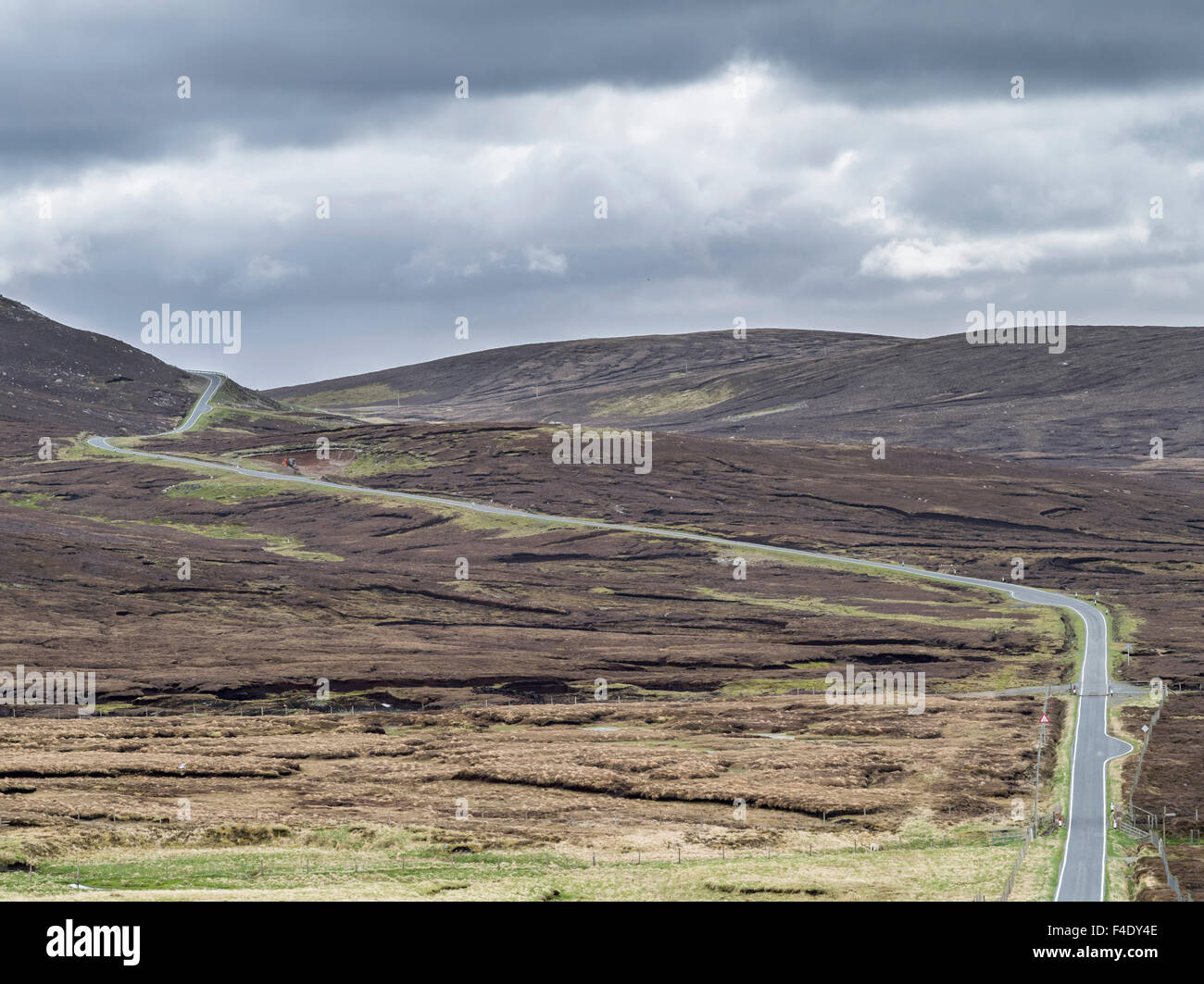 Landscape with country road on West Shetland Europe, Great Britain ...