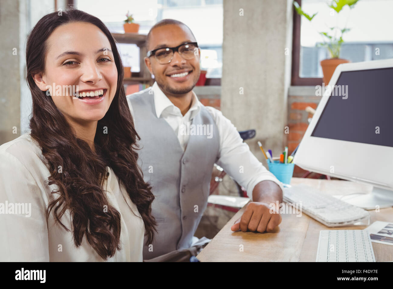 Portrait of colleagues having good time Stock Photo - Alamy