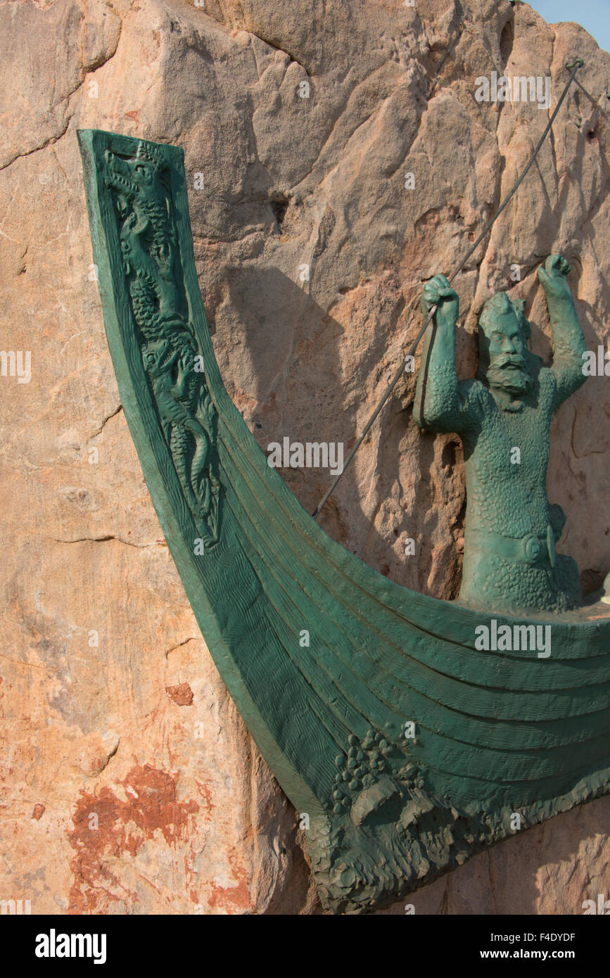 Greenland, Tunulliarfik, Qassiarsuk. Brattahlid, monument to Erik ...