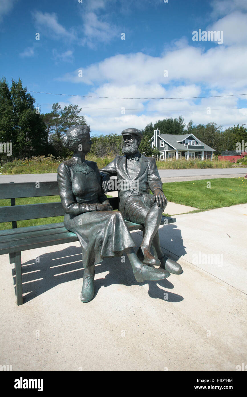 Statues of Alexander Graham Bell and Mable Hubbard on the waterfront in ...