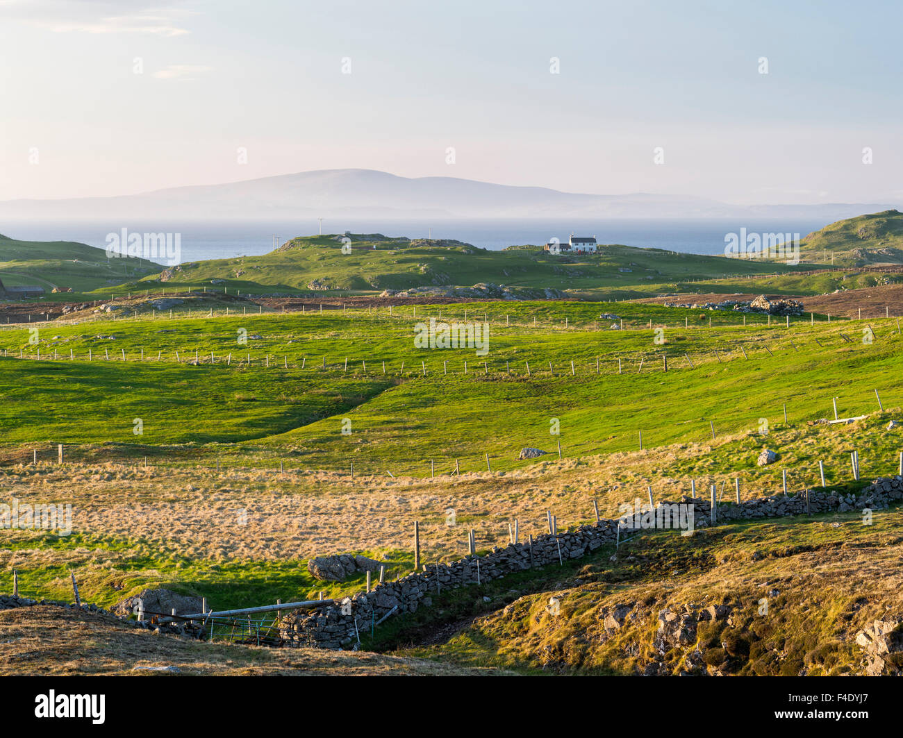 Landscape on West Shetland. The settlement Norby in Sandness, Ronas ...