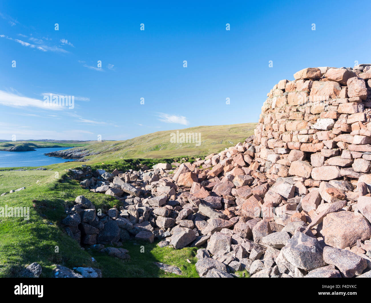 Landscape on West Shetland. The Broch of Culswick. Shetland, Northern ...