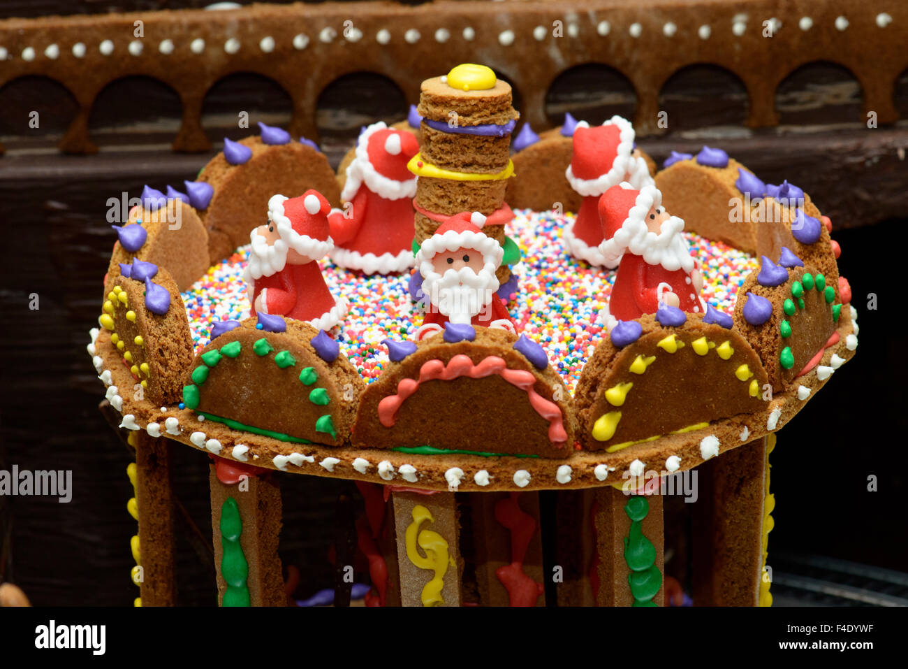 Marzipan Santa, in gingerbread village Stock Photo - Alamy