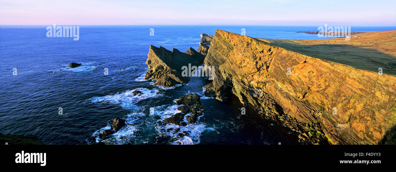 The Island of Foula part of the Shetland Islands, the cliffs of Da ...