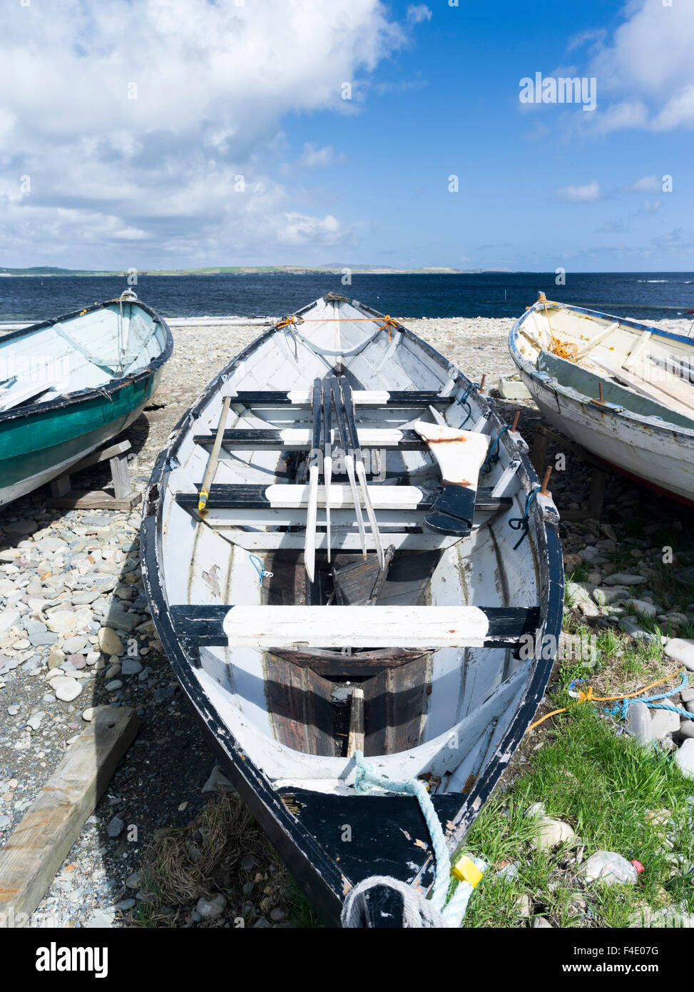 Traditional rowboats, or Shetland Yoal, near Sandwick, Shetland ...