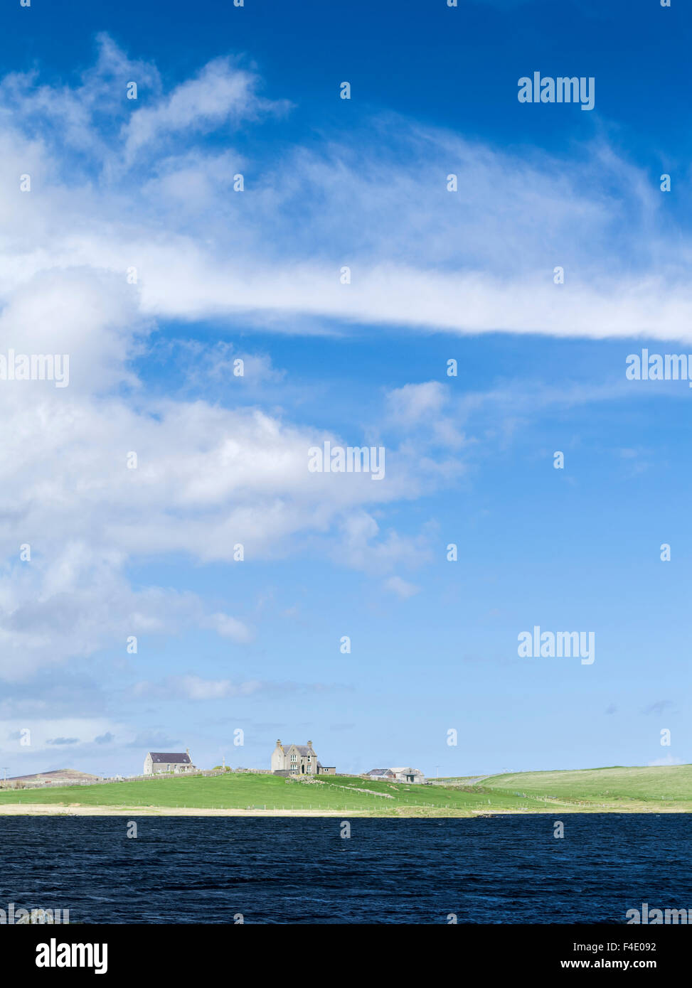 House at Tingwall Loch, Shetland mainland, Scotland, Great Britain ...