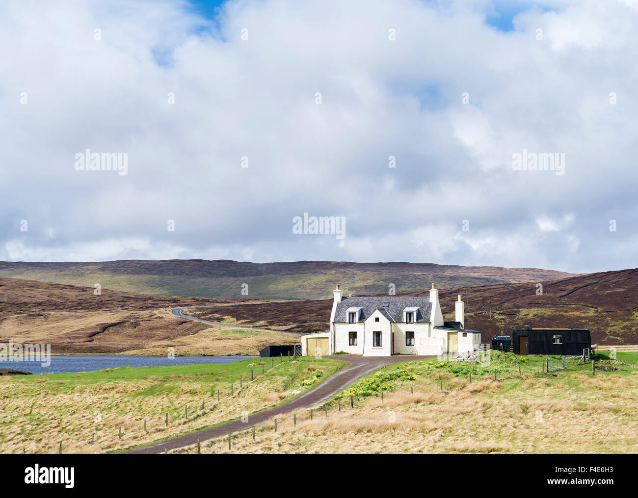 House in the highlands of Shetland mainland, Scotland, Great Britain ...