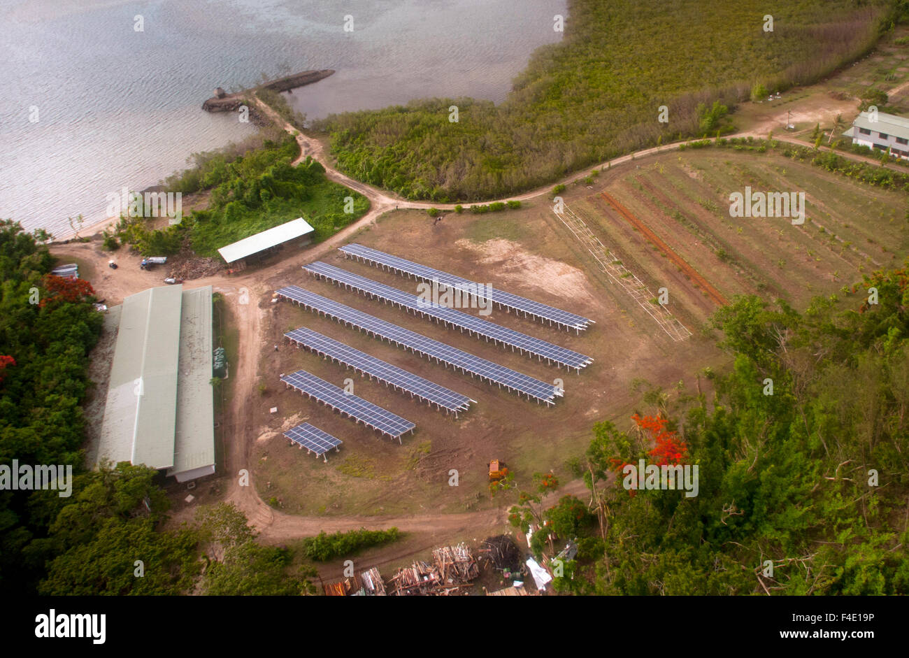 Photovoltaic Solar Array (Aerial), Turtle Island, Yasawa Islands, Fiji ...