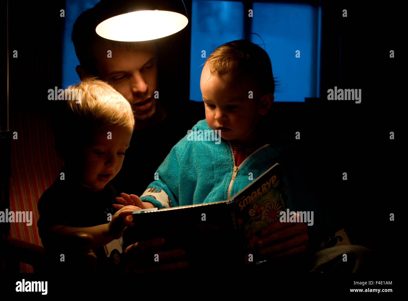 Father reading a book for his children, Sweden Stock Photo - Alamy