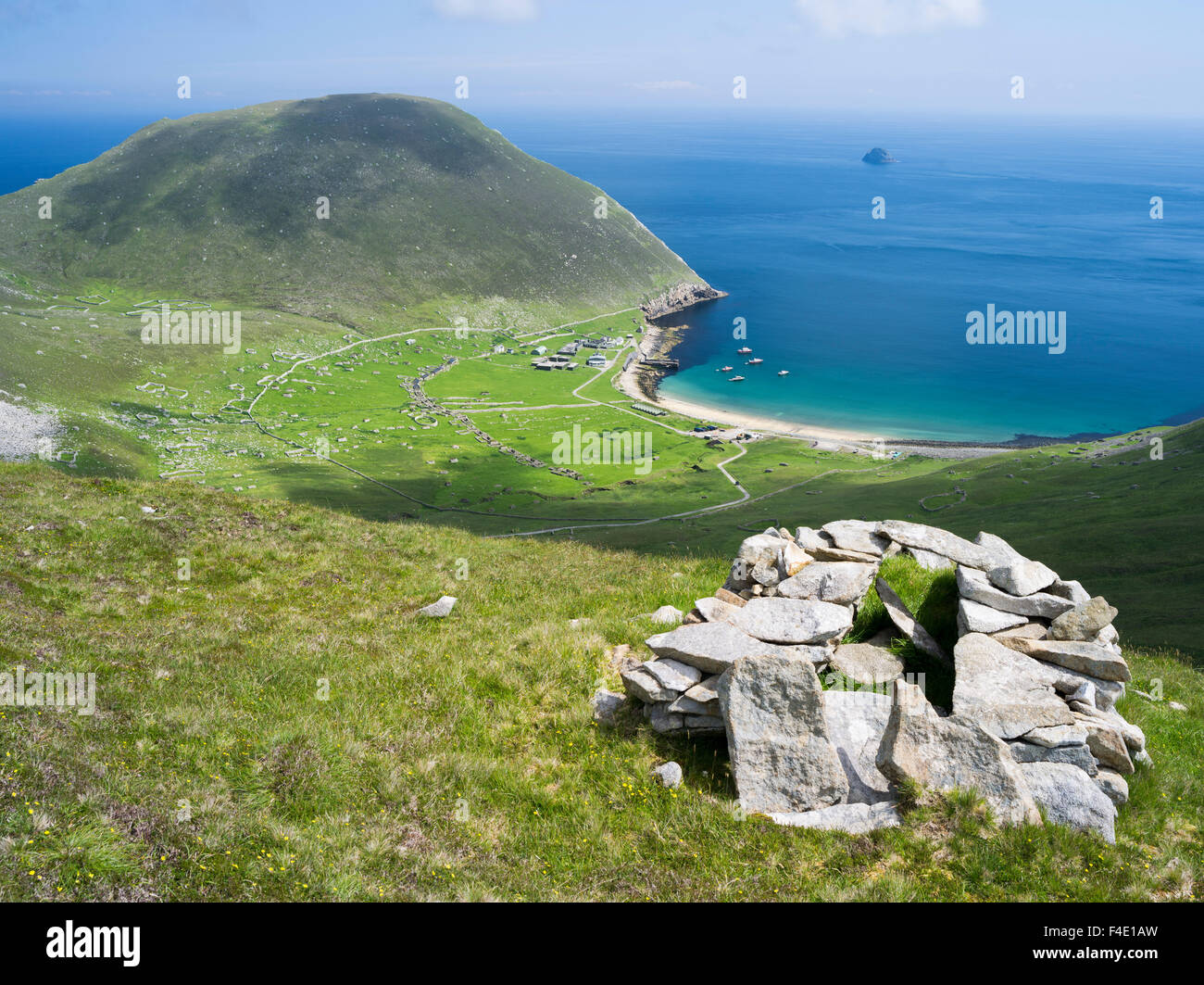 The islands of St Kilda archipelago in Scotland. Island of Hirta with ...