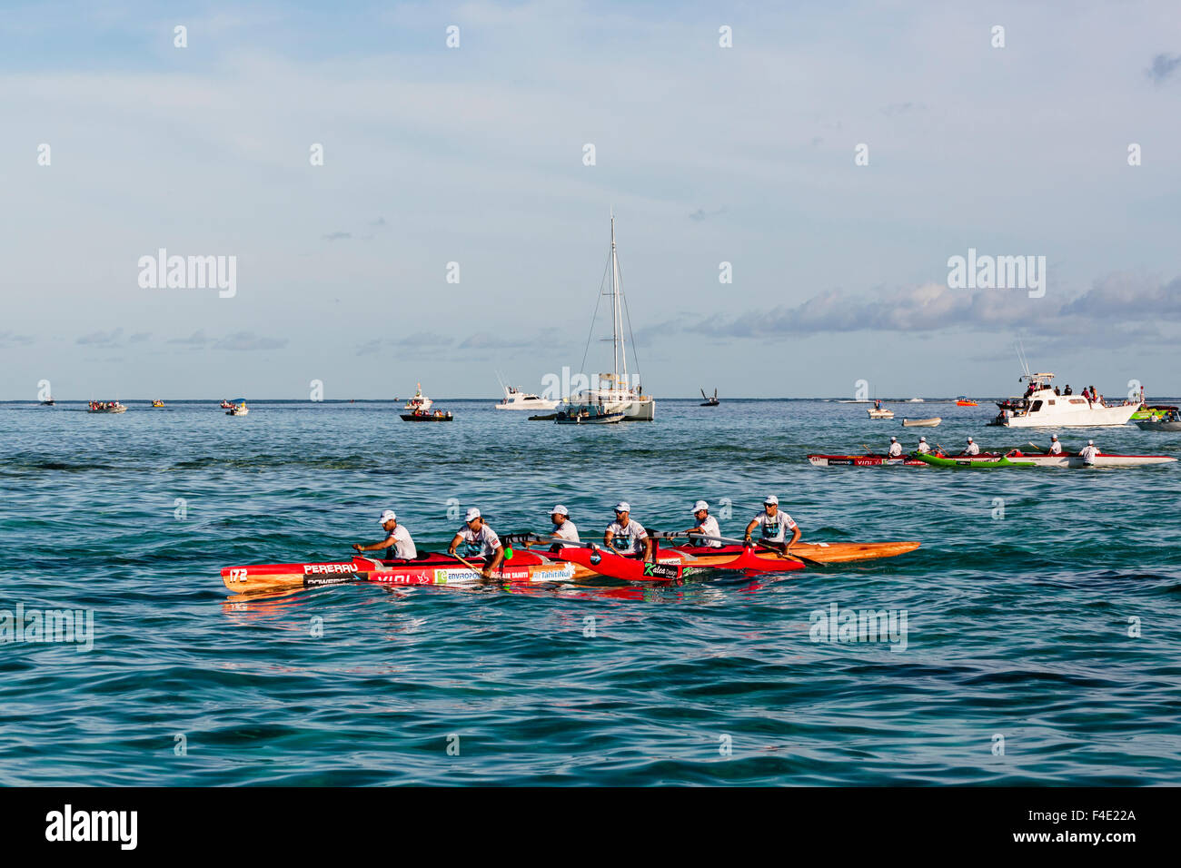Pacific Ocean, French Polynesia, Society Islands, Huahine, Fare. Men ...