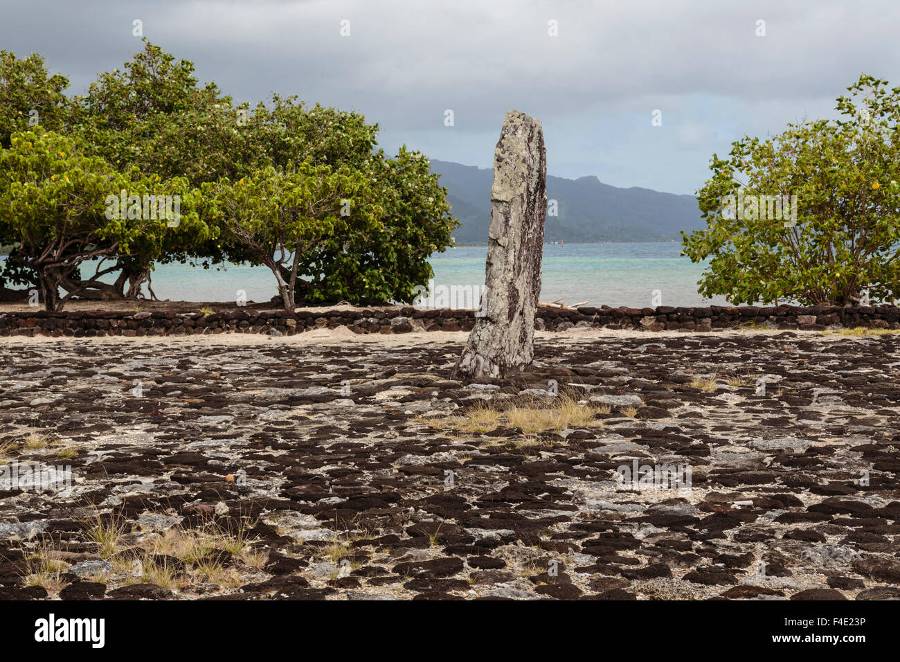 Pacific Ocean, French Polynesia, Society Islands, Raiatea. Megalith at ...